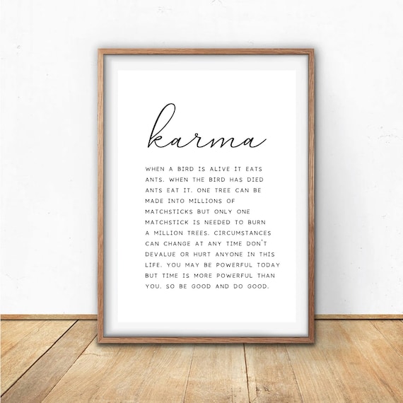 Karma Definition Print, Printable Wall Art, Digital download, Black and ...
