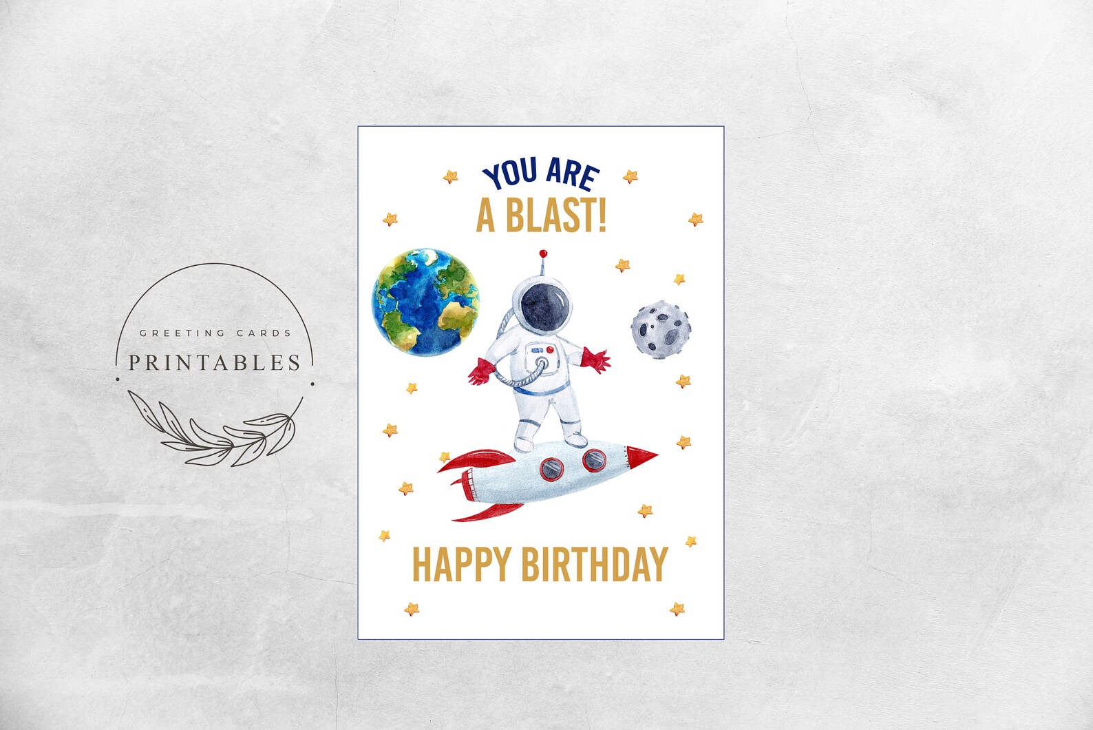 Space Themed Birthday Card for Kids Digital Download Happy - Etsy