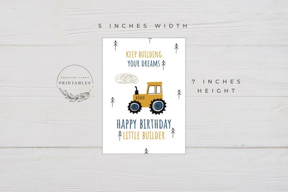 Construction Birthday Printable Card, Digital Download, Boys Birthday ...