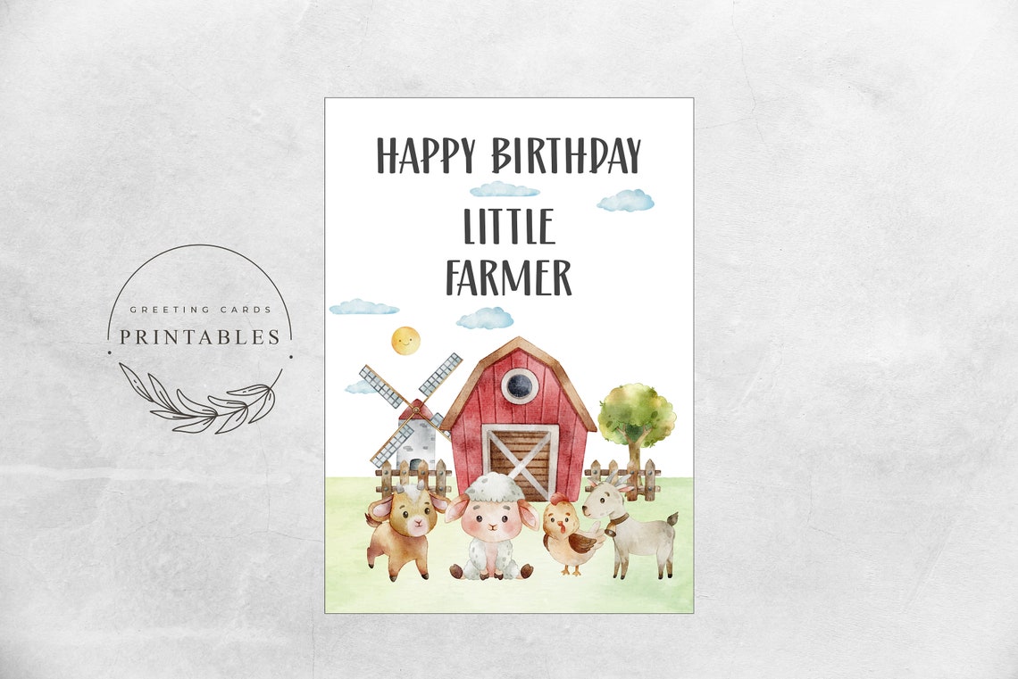 Printable Farm Themed Happy Birthday Card Digital Download - Etsy