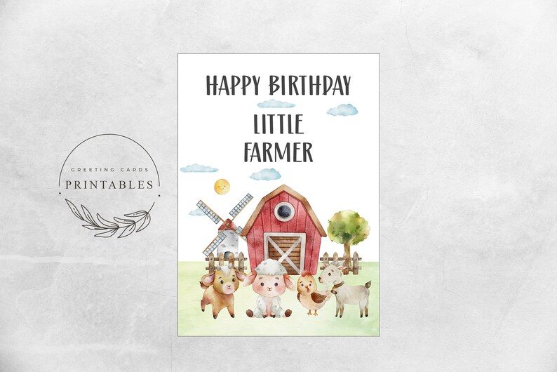 Printable Farm Themed Happy Birthday Card Digital Download - Etsy