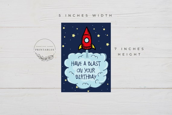Printable Outer Space Birthday Card, Digital Download, Happy Birthday ...