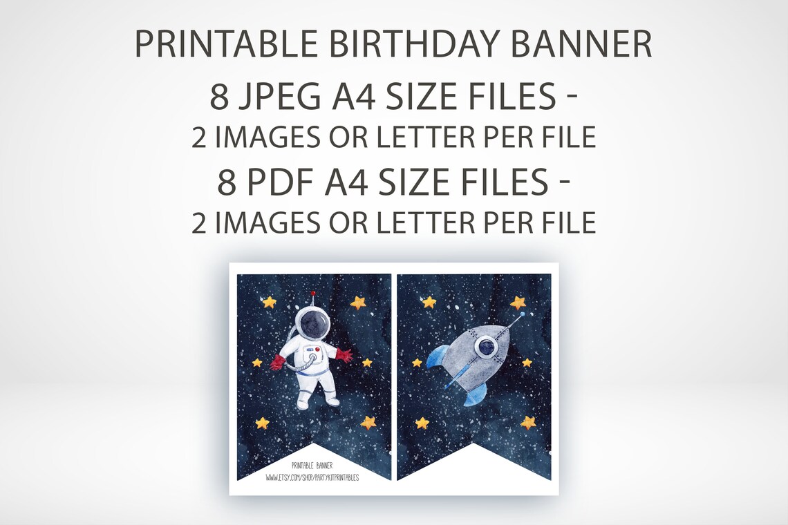 Printable Outer Space Happy Birthday Banner Digital - Etsy