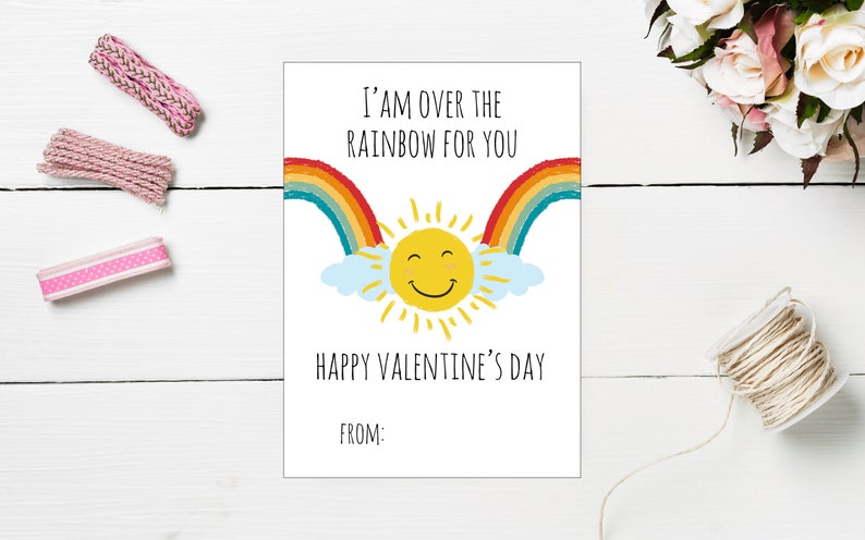 Rainbow Valentines Day Cards for Kids Digital Download Kids | Etsy