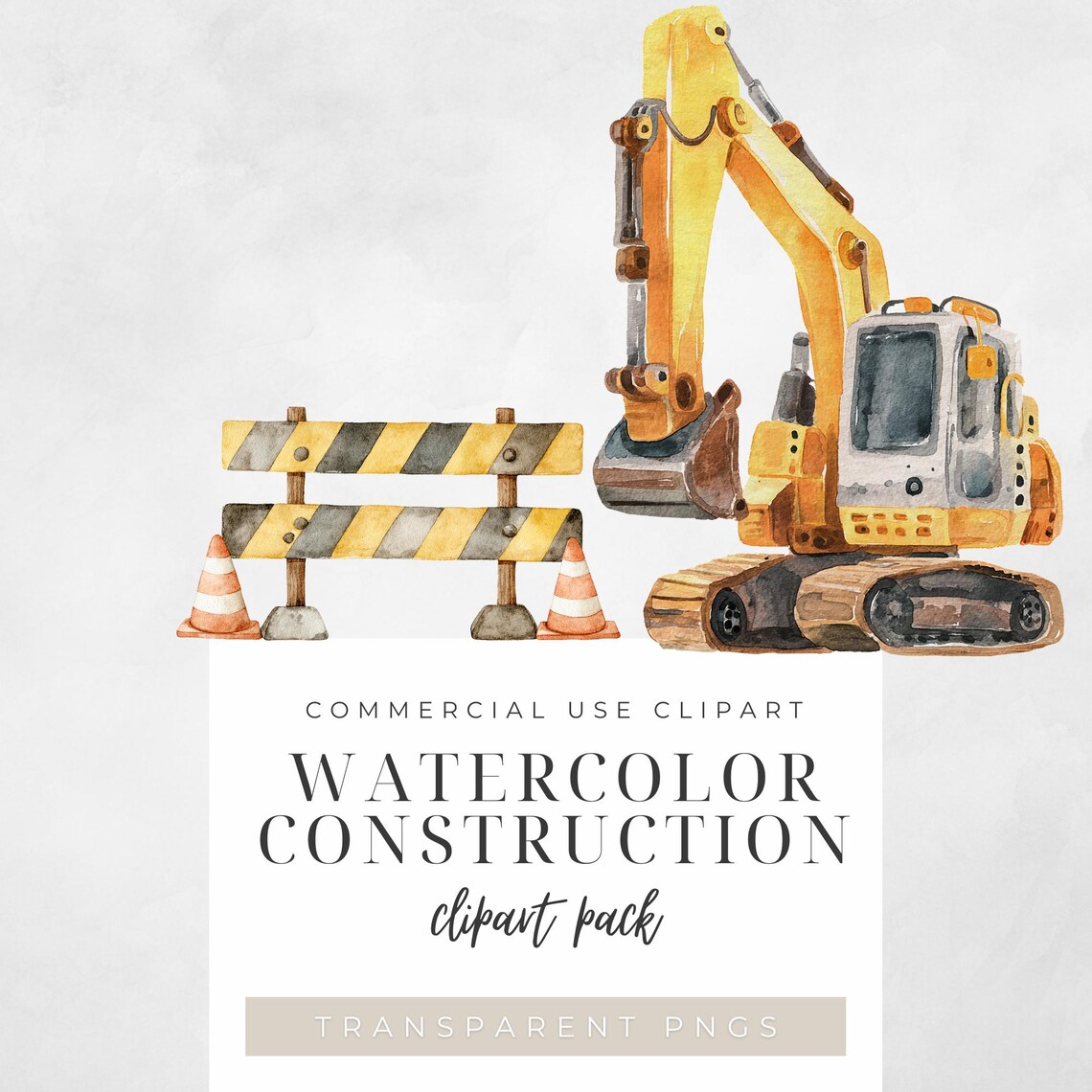 Watercolor Construction Trucks Clipart: 30+ PNG Illustrations (digital ...
