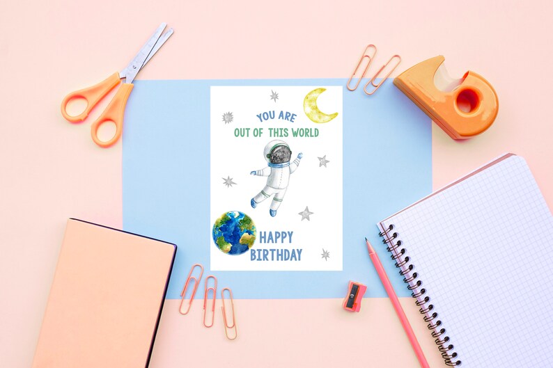 Outer Space Birthday Card for Boys Digital Download Happy - Etsy