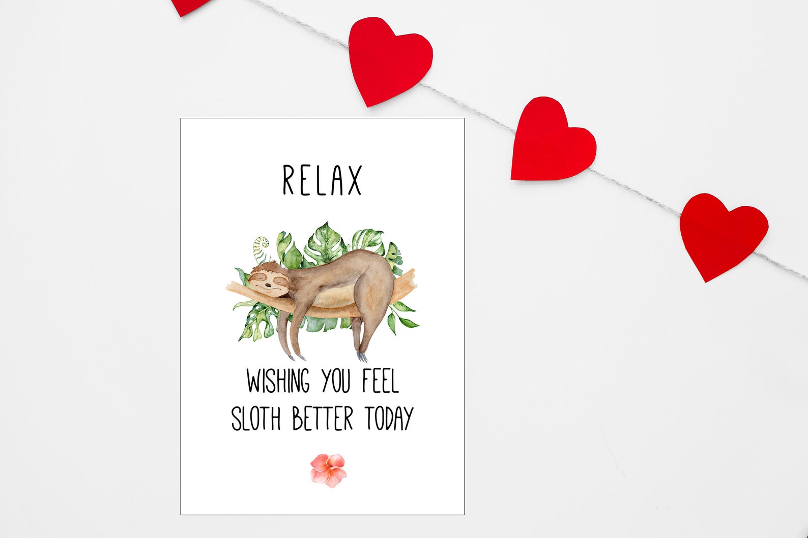 Get Well Soon Printable Card Digital Download Sloth Greeting - Etsy