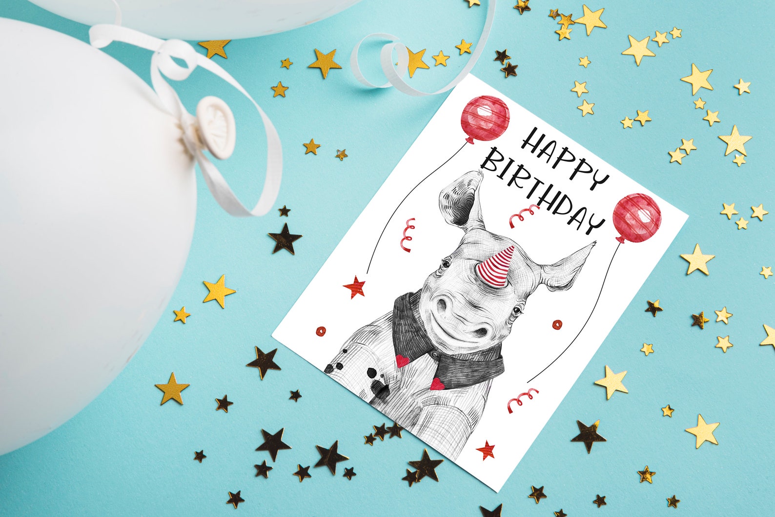 Rhino Birthday Card for Boys Digital Download Safari - Etsy