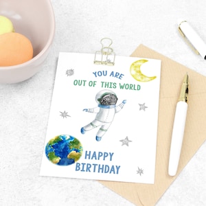 Outer Space Birthday Card for Boys Digital Download Happy - Etsy