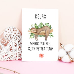 Get Well Soon Printable Card, Digital Download, Sloth Greeting Card ...