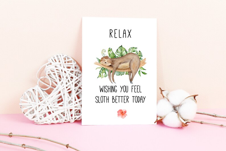 Get Well Soon Printable Card Digital Download Sloth Greeting - Etsy