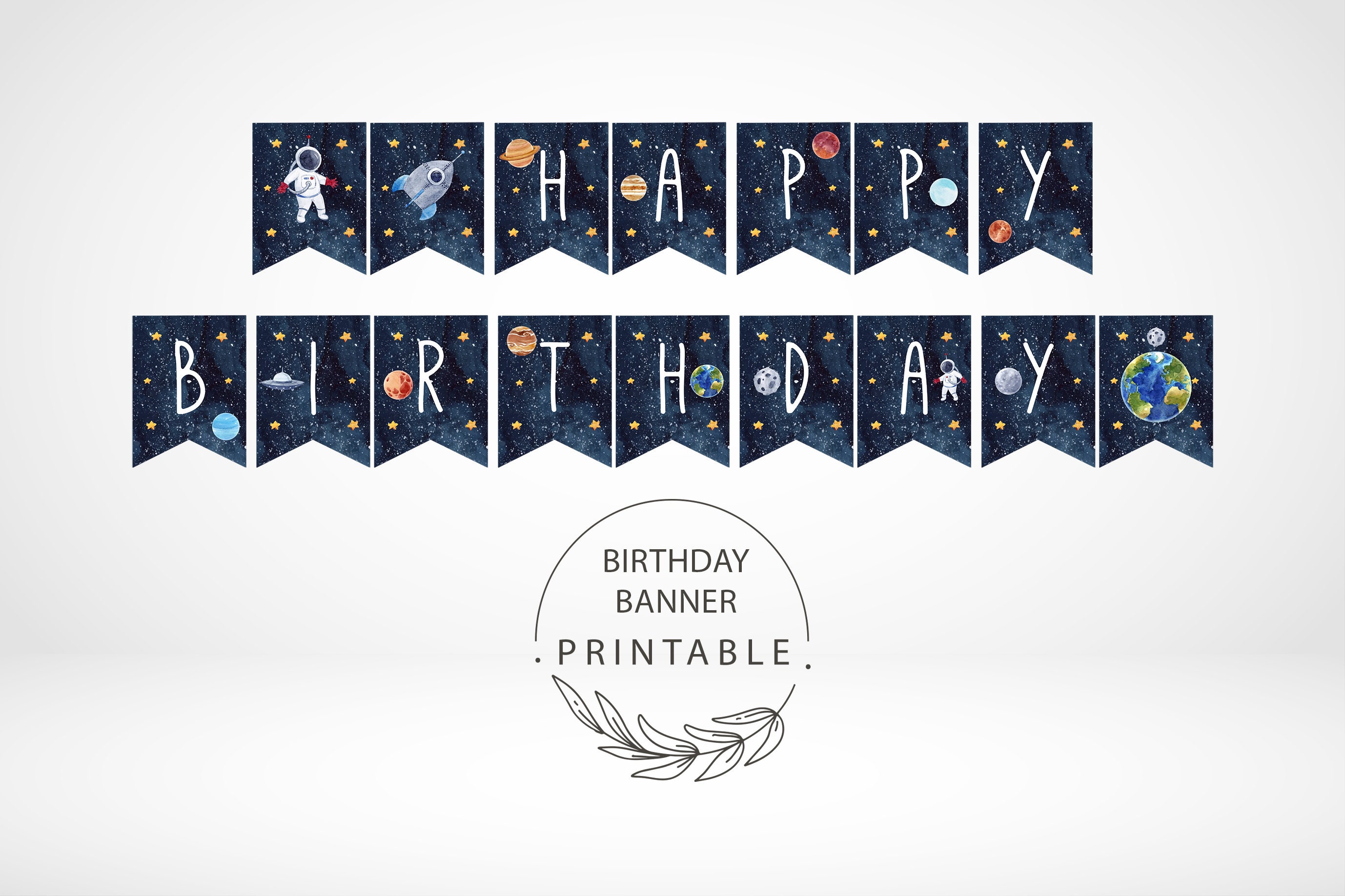 Printable Outer Space Happy Birthday Banner, Digital Download,space ...