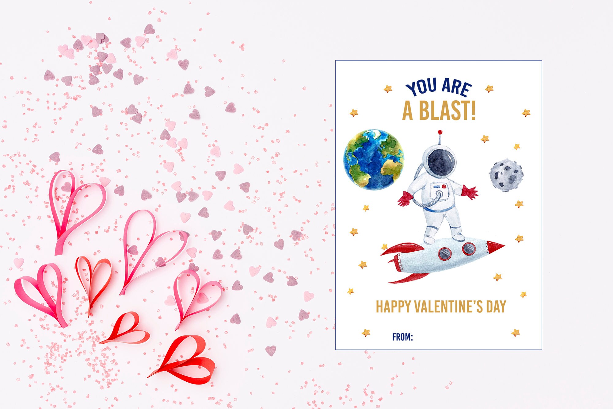 Kids Space Valentines Day Printable Card Digital Download - Etsy