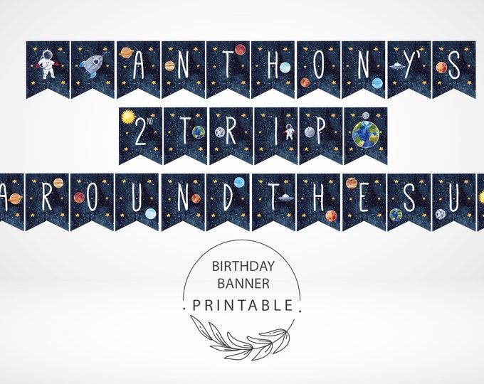 Custom Printable Outer Space Happy Birthday Banner, Digital Download - Etsy