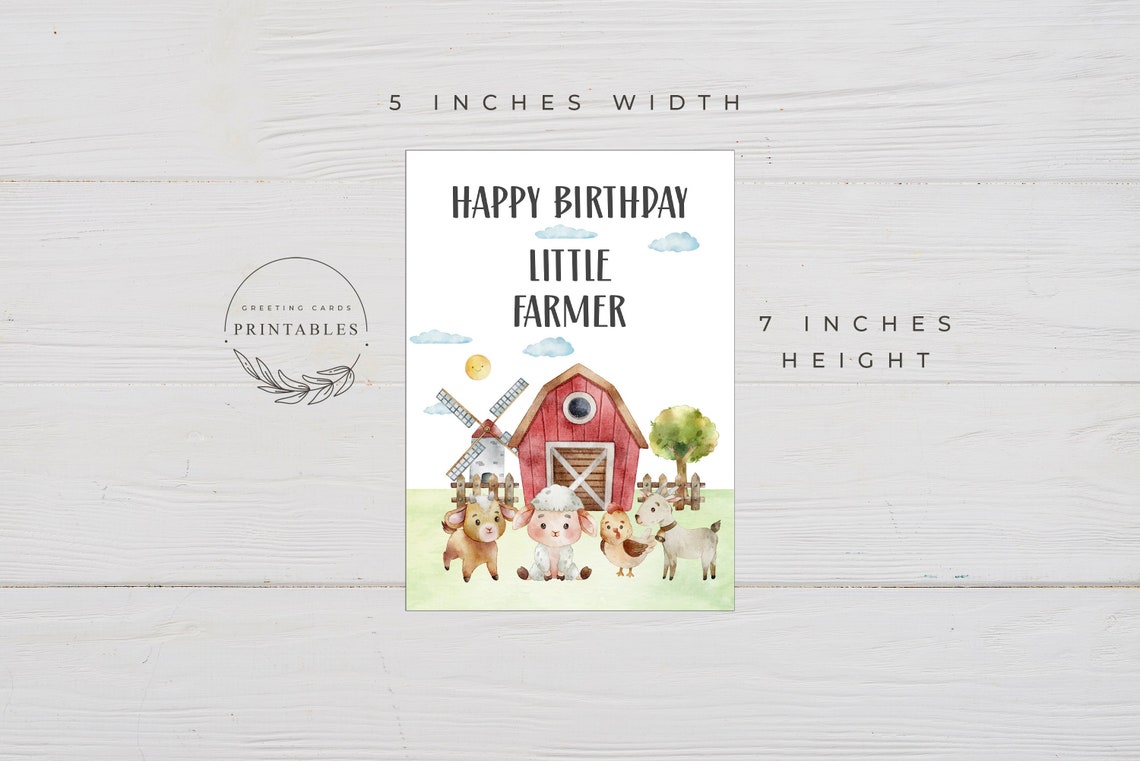 Printable Farm Themed Happy Birthday Card Digital Download - Etsy