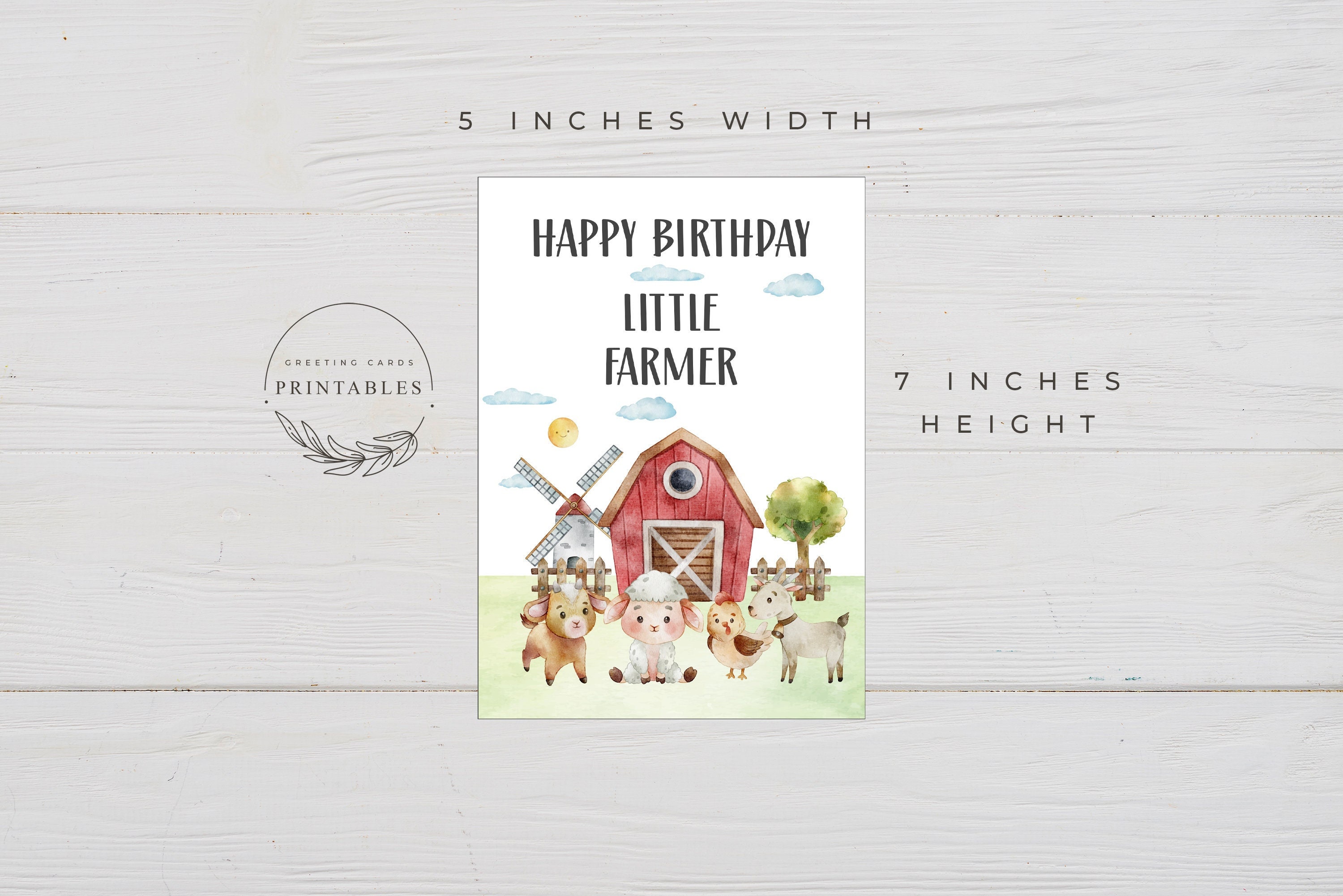 Printable Farm Themed Happy Birthday Card, Digital Download, Farmer ...