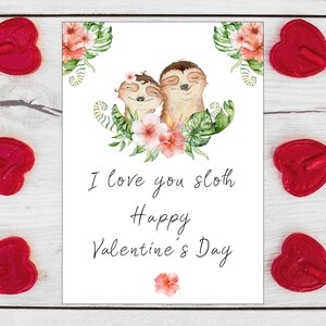 Printable Sloth Valentines Day Card, Digital Download, Printable Cards ...