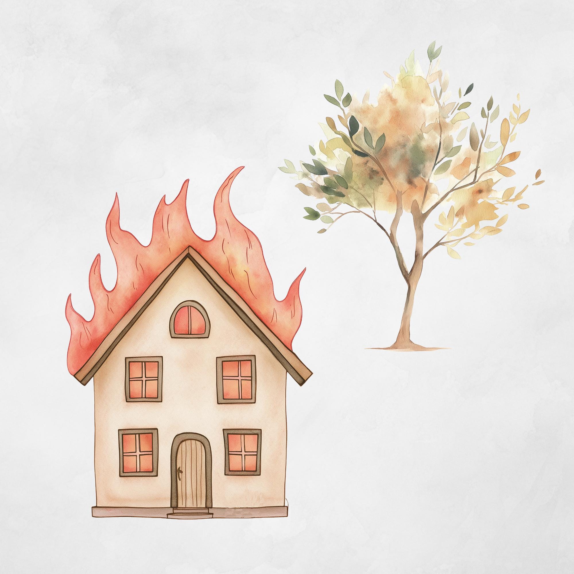 Watercolor Firefighter Clipart, Fire Truck, Station, Fireman, Firewoman ...