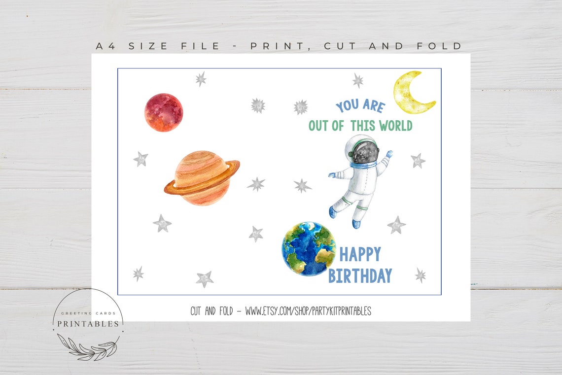 Outer Space Birthday Card for Boys Digital Download Happy | Etsy