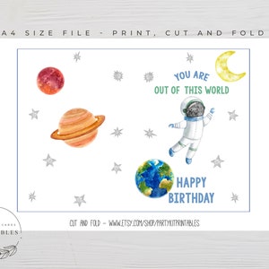 Outer Space Birthday Card for Boys Digital Download Happy - Etsy