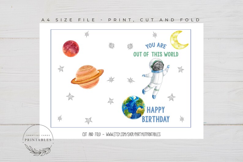 Outer Space Birthday Card for Boys Digital Download Happy - Etsy
