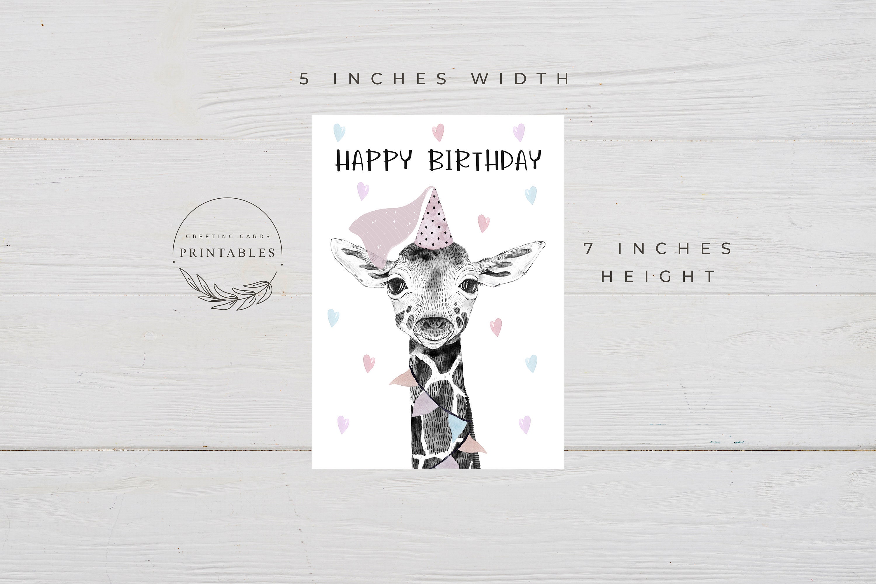 Giraffe Birthday Card for Girls Digital Download Printable - Etsy