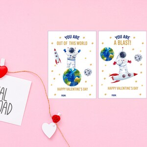 Outer Space Valentines Day Cards for Kids, Digital Download, Printable ...