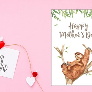 Printable Mothers Day Card Digital Download Sloth Mothers - Etsy