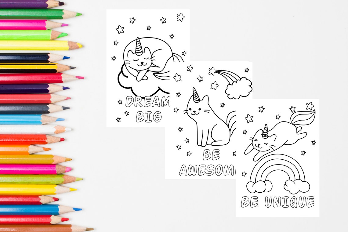 Caticorn Coloring Pages Digital Download Printable Coloring | Etsy