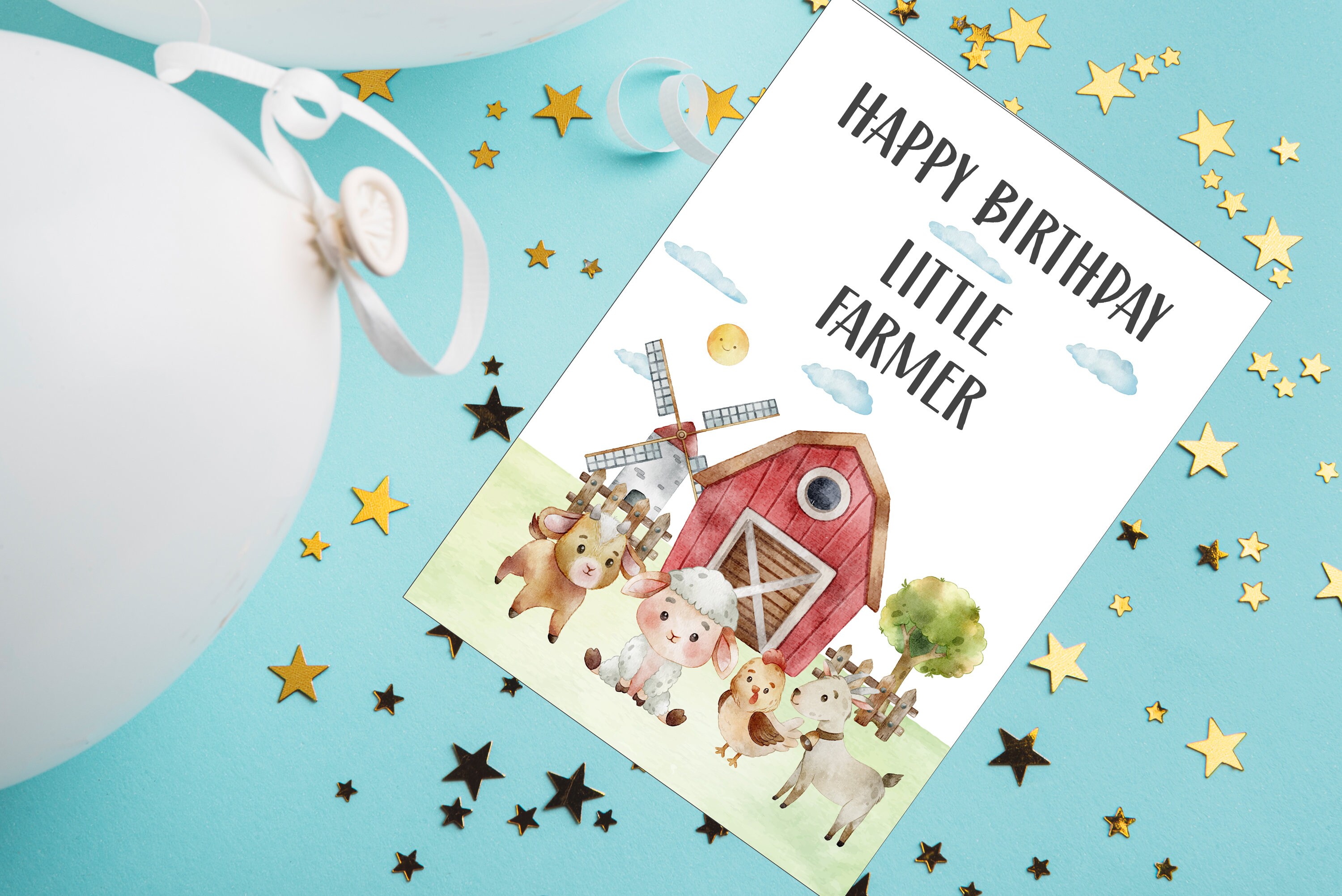 Printable Farm Themed Happy Birthday Card, Digital Download, Farmer ...