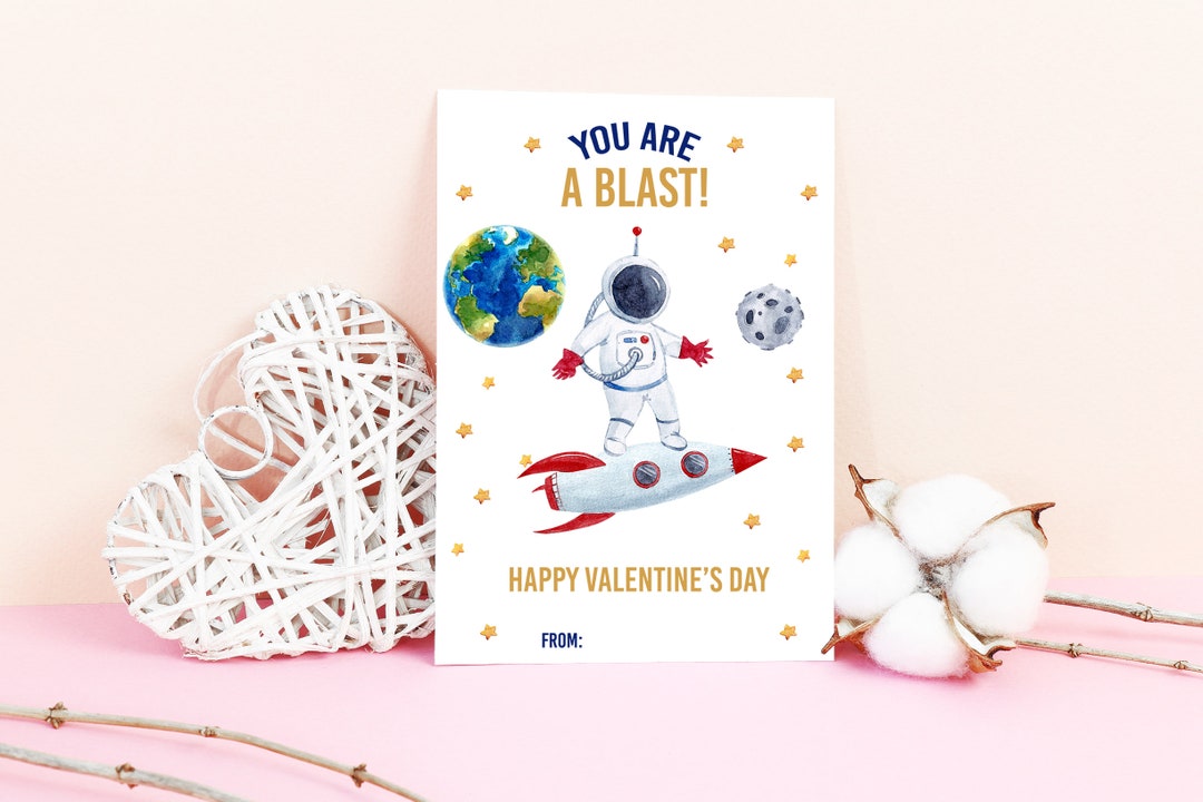 Kids Space Valentines Day Printable Card Digital Download - Etsy
