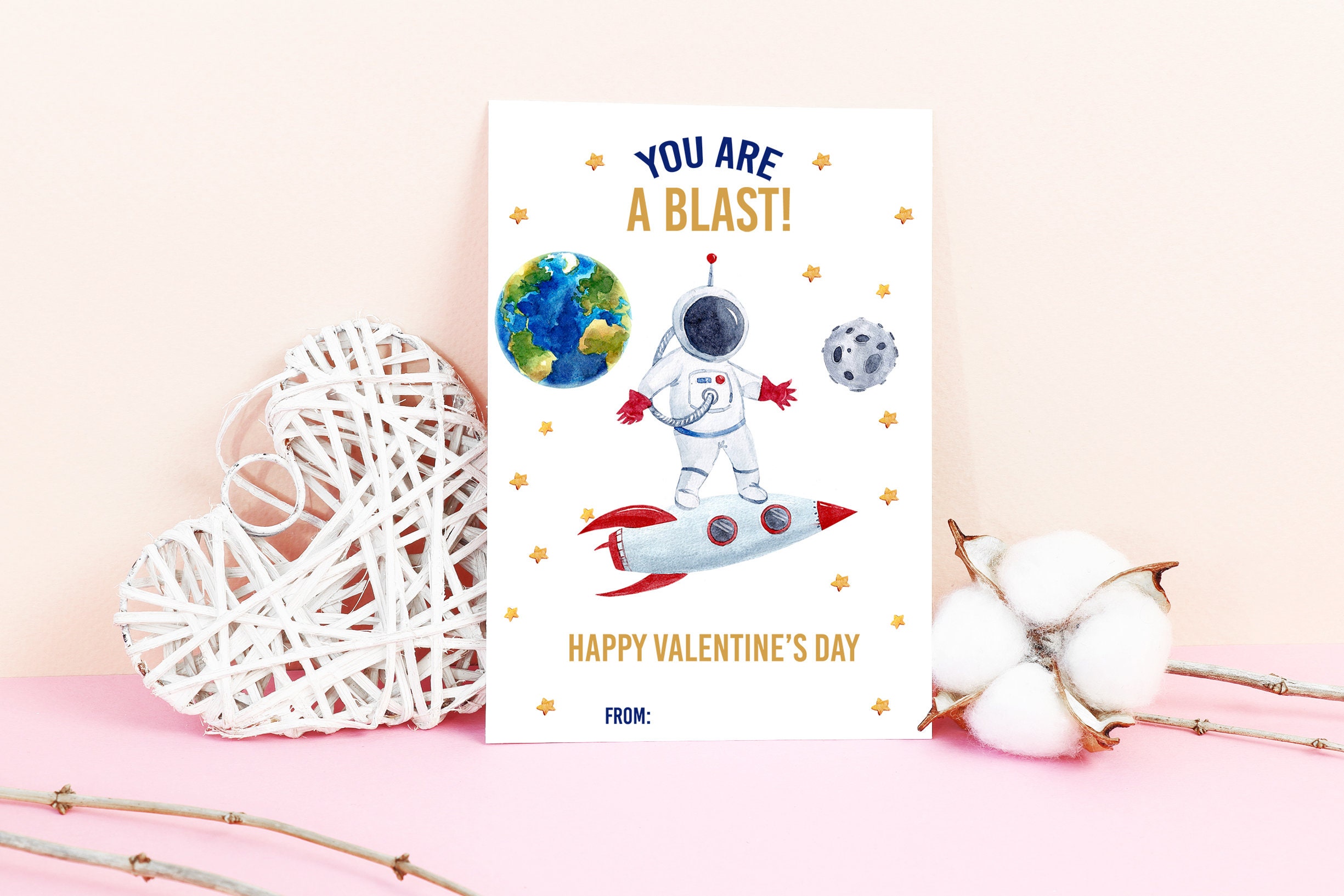 Kids Space Valentines Day Printable Card Digital Download - Etsy