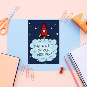 Printable Outer Space Birthday Card, Digital Download, Happy Birthday ...
