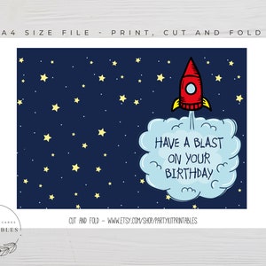 Printable Outer Space Birthday Card, Digital Download, Happy Birthday ...
