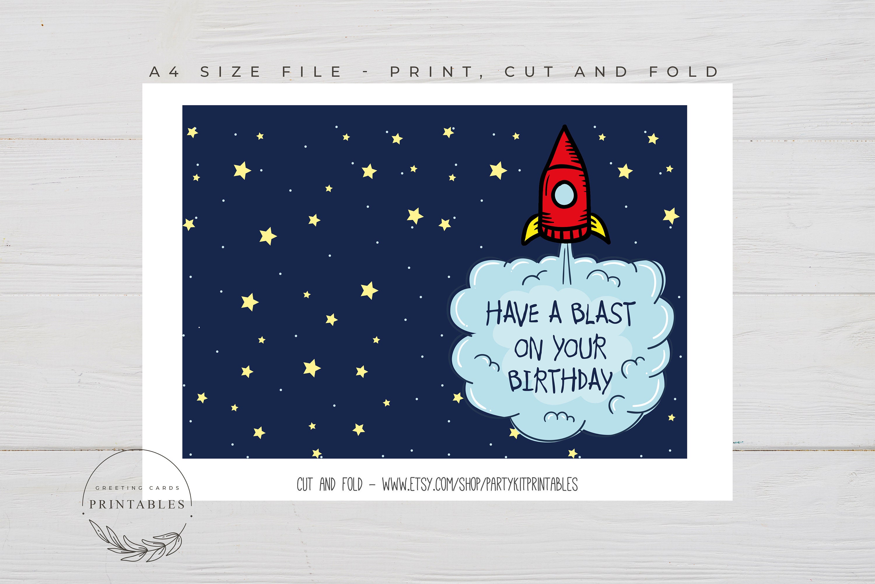 Printable Outer Space Birthday Card, Digital Download, Happy Birthday ...