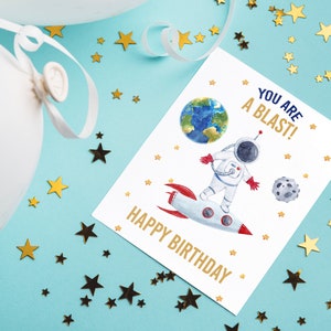 Space Themed Birthday Card for Kids, Digital Download, Happy Birthday ...