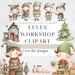 Christmas Elves Workshop Clipart: Watercolor PNG Illustrations (digital ...