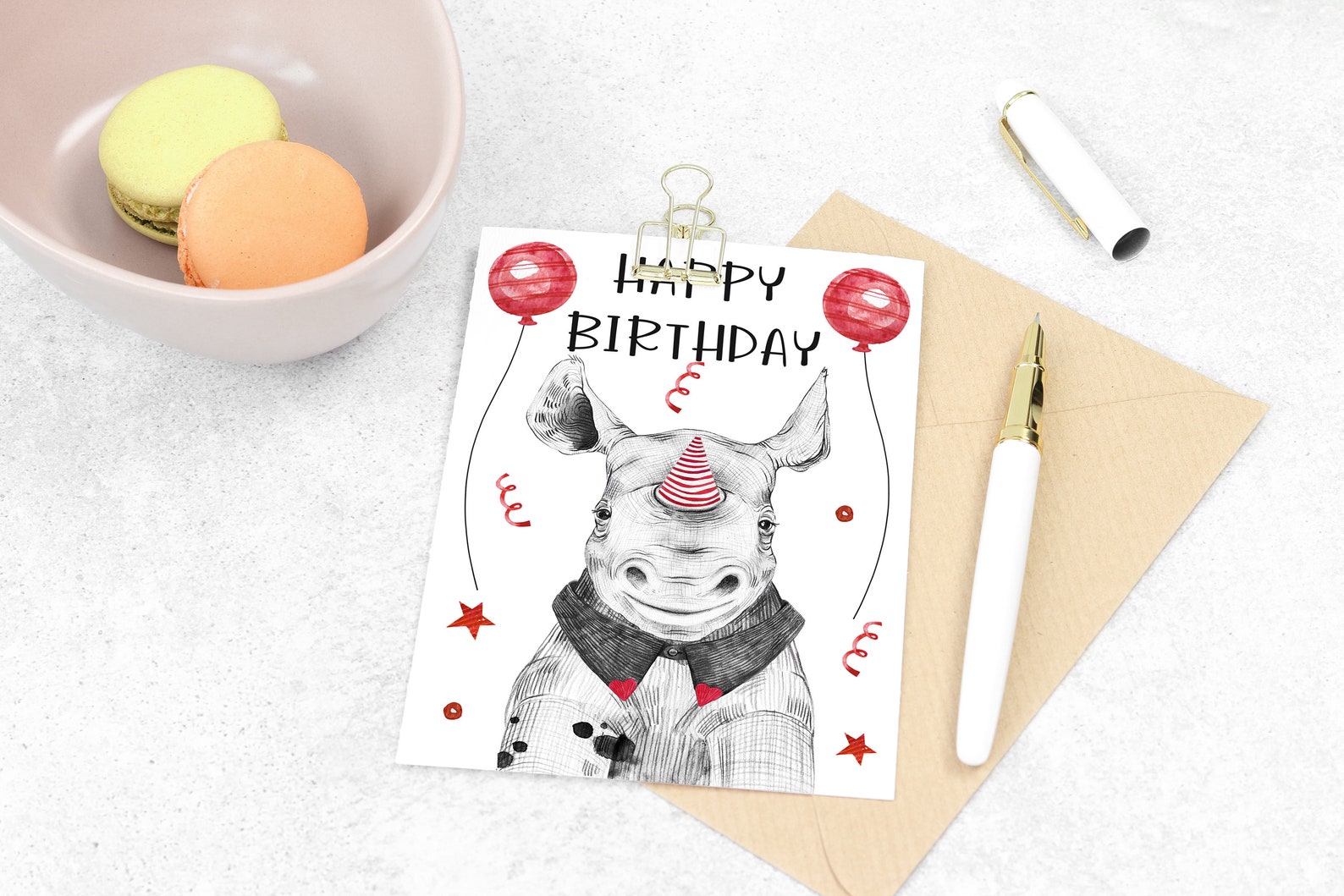 Rhino Birthday Card for Boys Digital Download Safari - Etsy