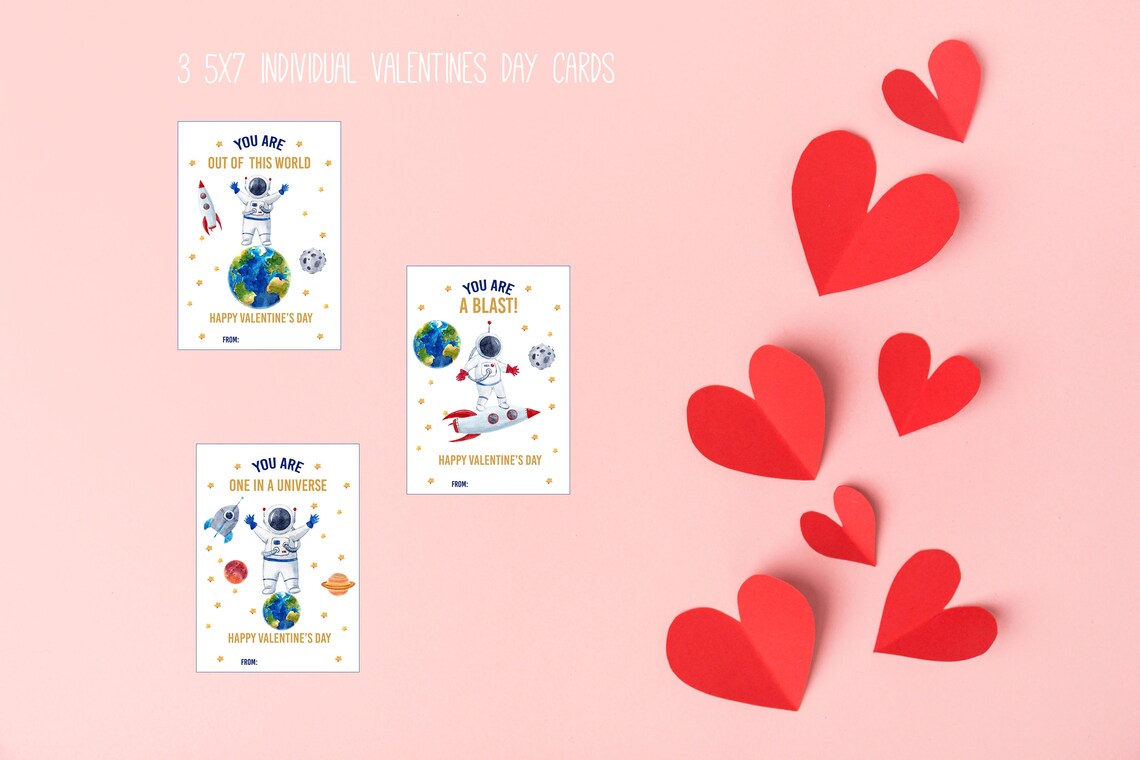 Outer Space Valentines Day Cards for Kids Digital Download | Etsy
