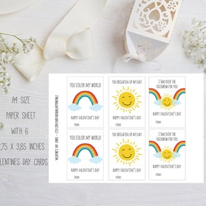 Rainbow Valentines Day Cards for Kids, Digital Download, Kids Printable ...