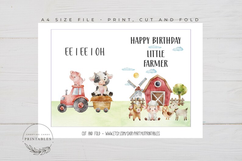 Printable Farm Themed Happy Birthday Card, Digital Download, Farmer ...