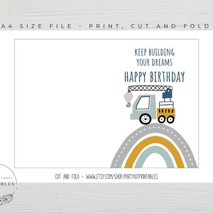 Construction Truck Happy Birthday Printable Card Digital - Etsy