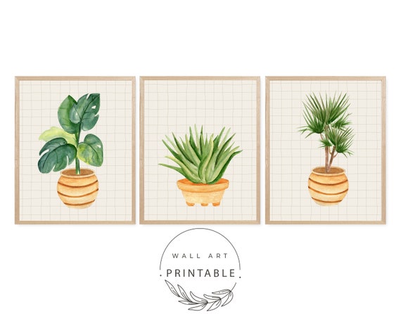 Watercolor House Plants Wall Art Set, Digital Download Art Prints, Home ...