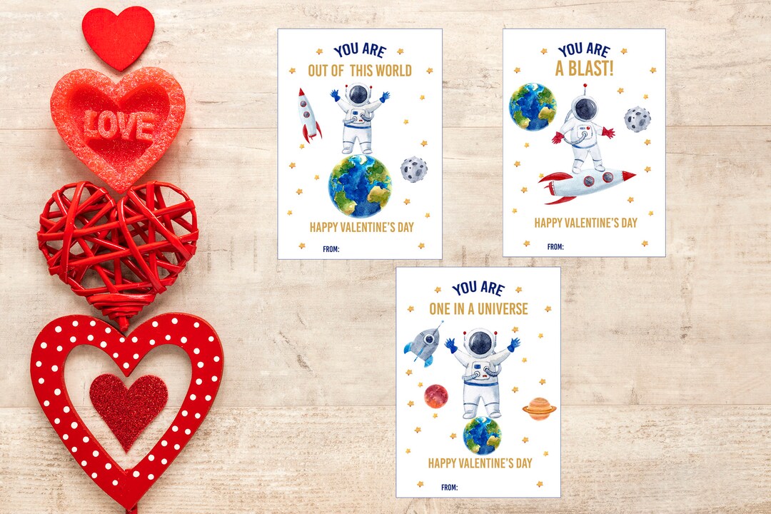 Outer Space Valentines Day Cards for Kids Digital Download - Etsy