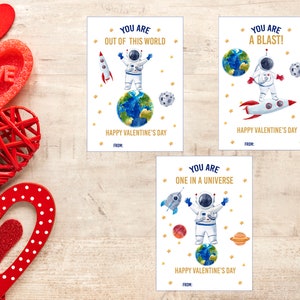 Outer Space Valentines Day Cards for Kids, Digital Download, Printable ...