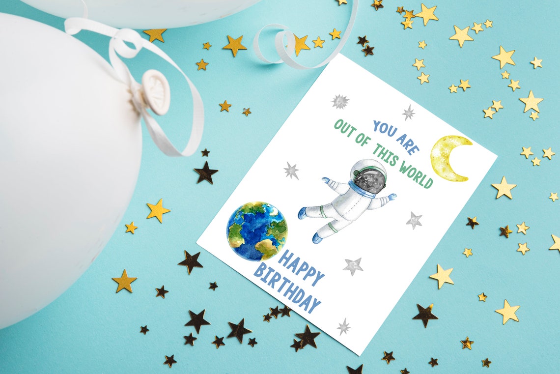 Outer Space Birthday Card for Boys Digital Download Happy - Etsy