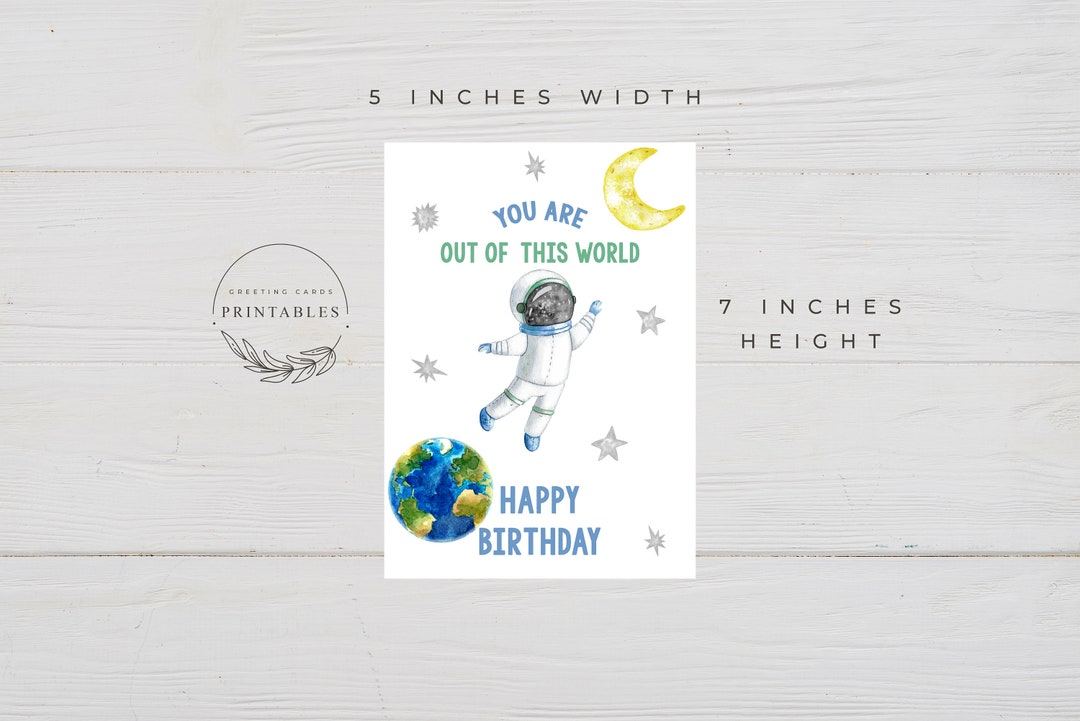 Outer Space Birthday Card for Boys Digital Download Happy - Etsy