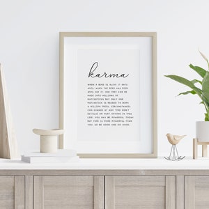 Karma Definition Print, Printable Wall Art, Digital Download, Black and ...