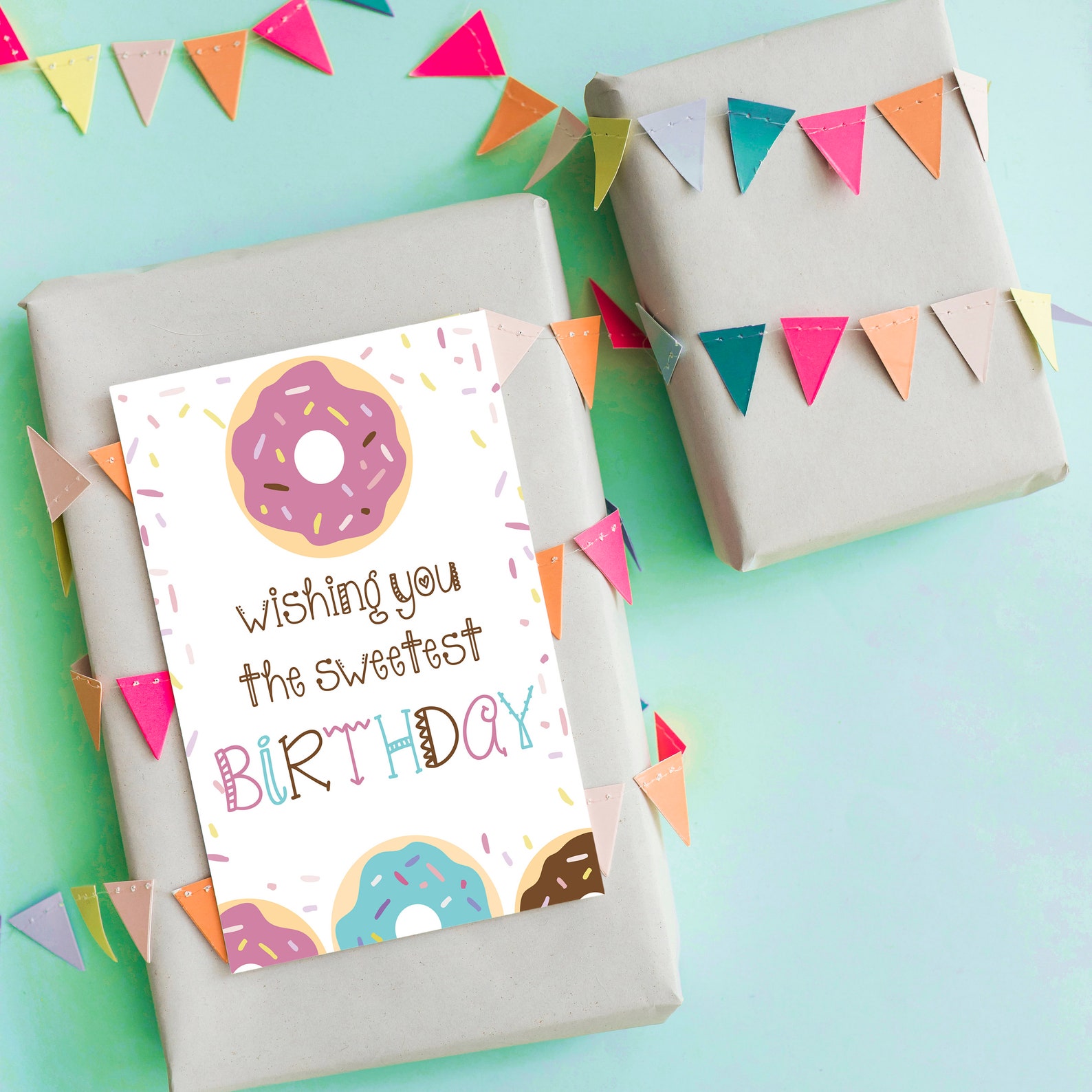Donuts Birthday Card for Girls Digital Download Happy - Etsy