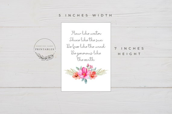 Inspirational Printable Card, Digital Download, 5x7 Greeting Card ...